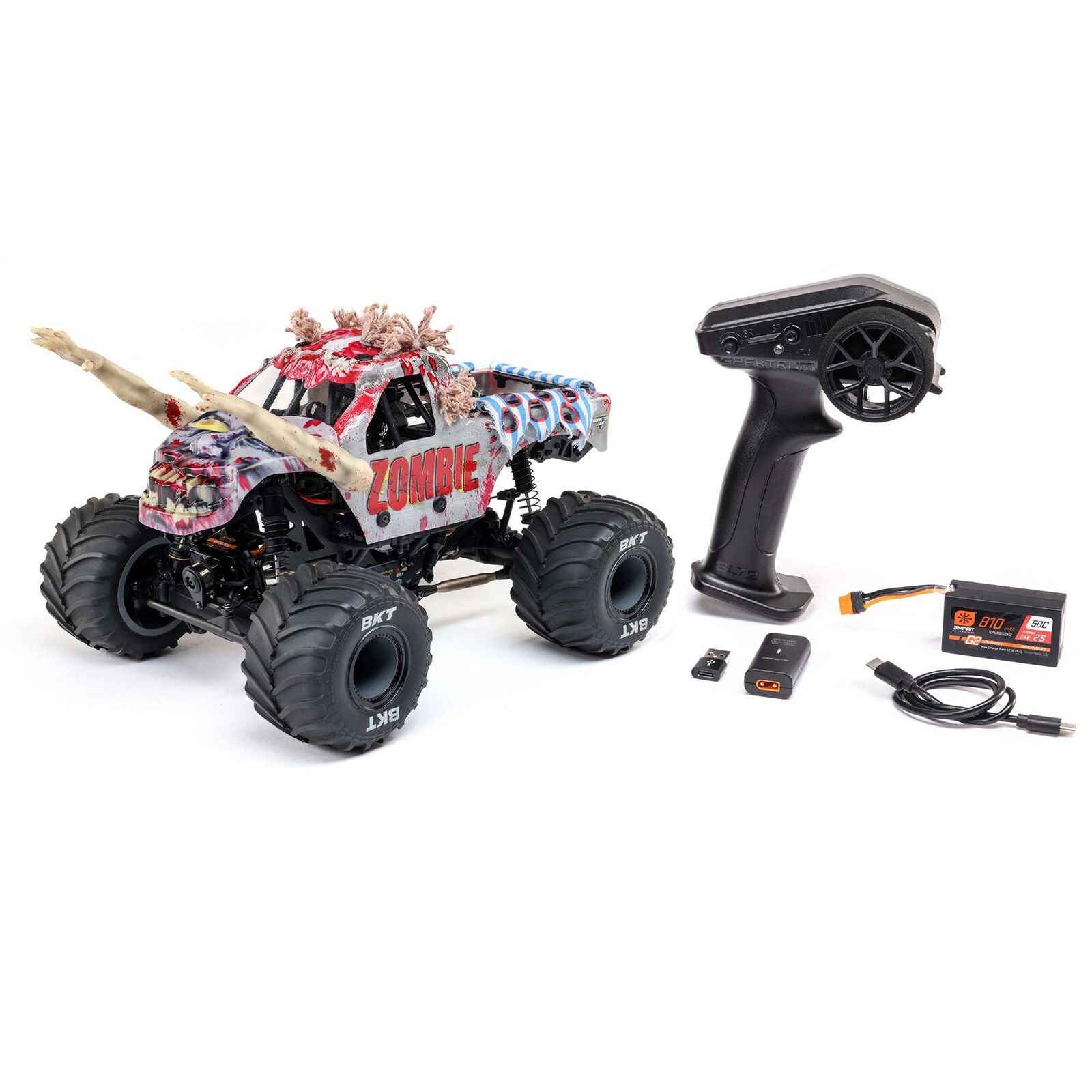Losi 1/18 Mini LMT Zombie 2S 4X4 RTR Brushed Monster Truck (Battery ...